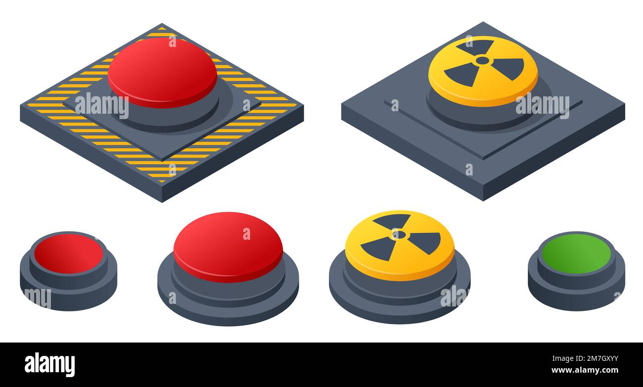 Start button isometric icon Cut Out Stock Images & Pictures - Alamy