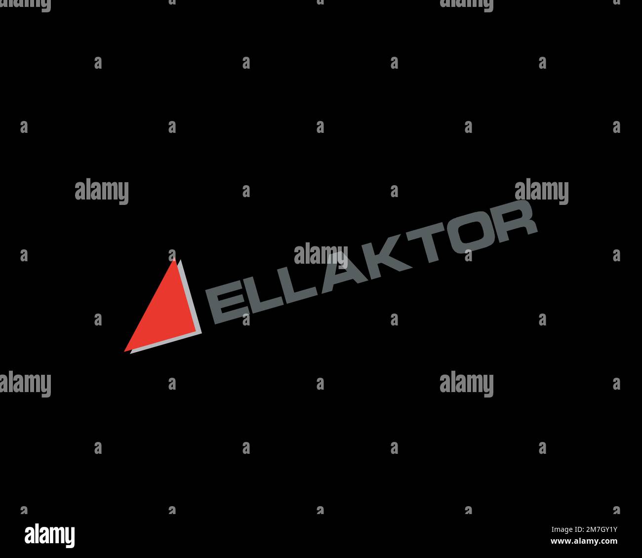 Ellaktor, rotated logo, black background Stock Photo - Alamy