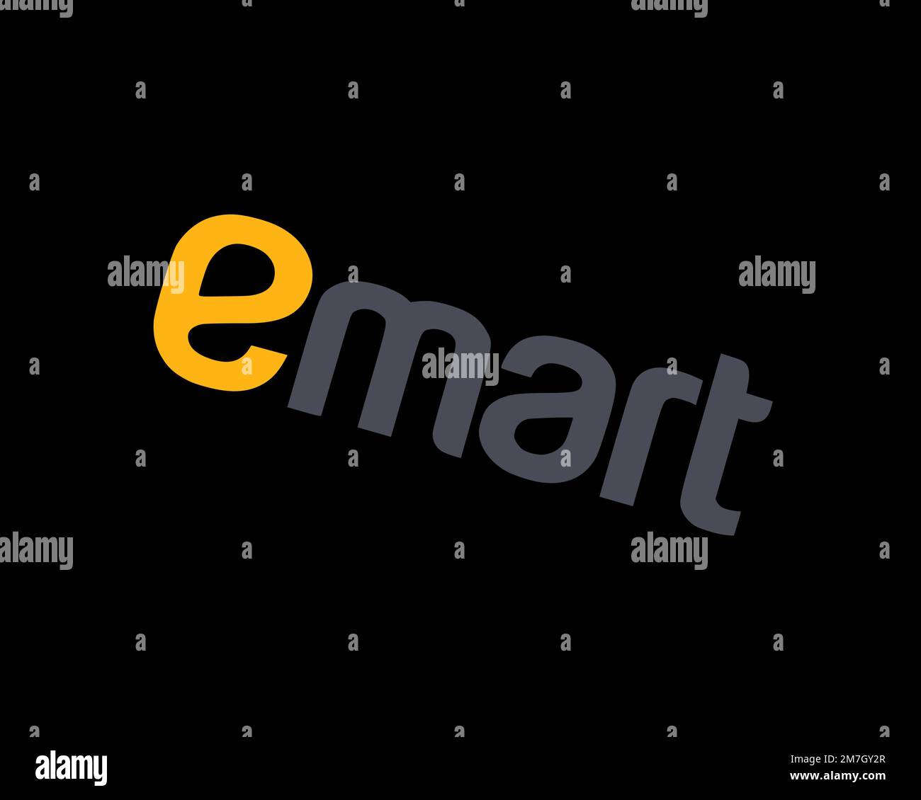 E mart, rotated logo, black background B Stock Photo - Alamy