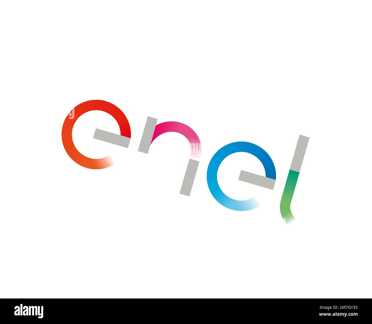 Enel, rotated logo, white background B Stock Photo - Alamy