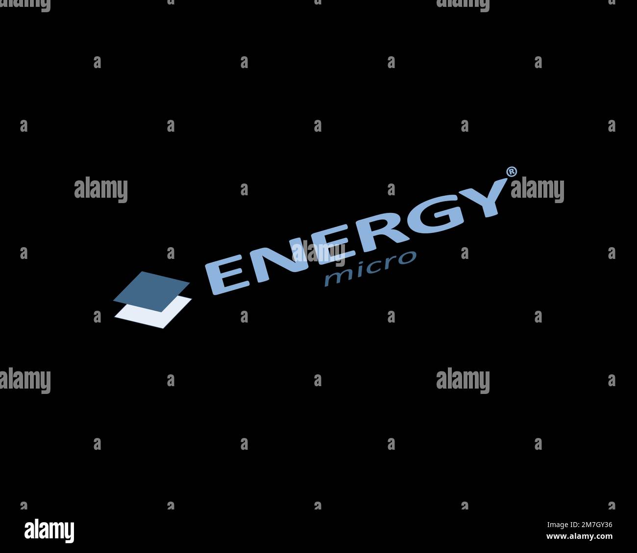 Energy Micro, rotated logo, black background Stock Photo - Alamy
