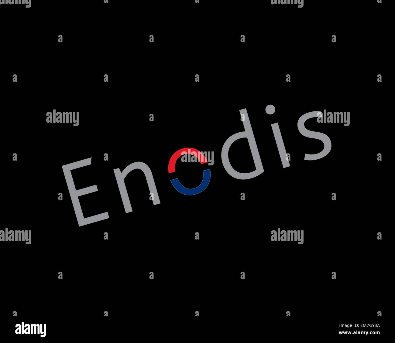 Enodis, rotated logo, black background Stock Photo - Alamy