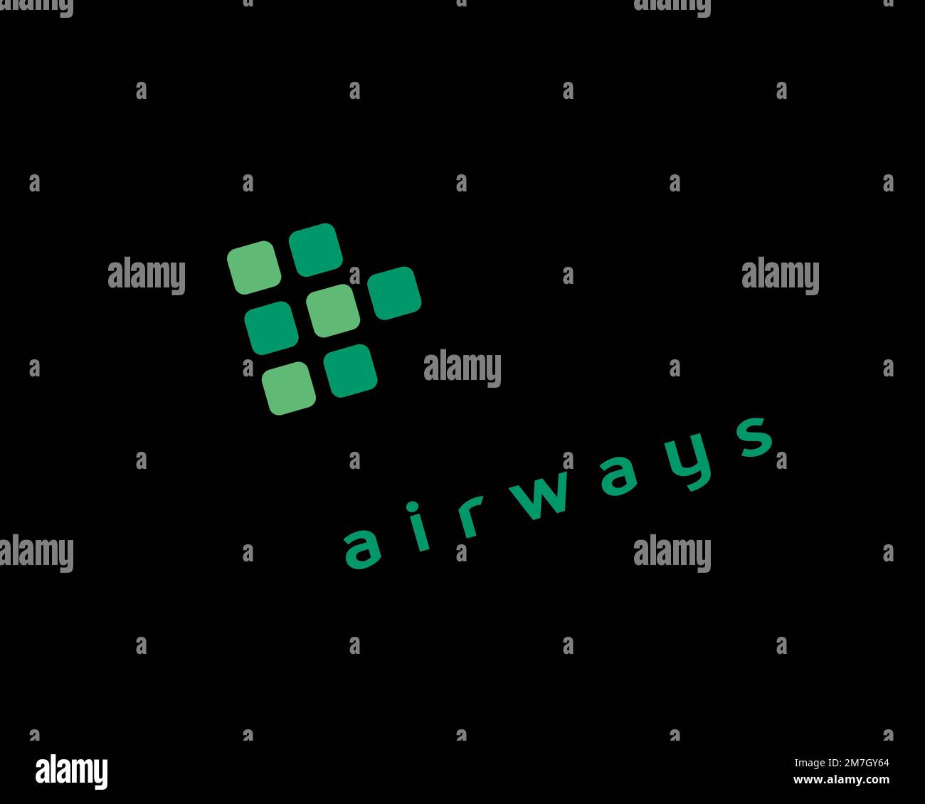 Emerald Airways, rotated logo, black background Stock Photo - Alamy