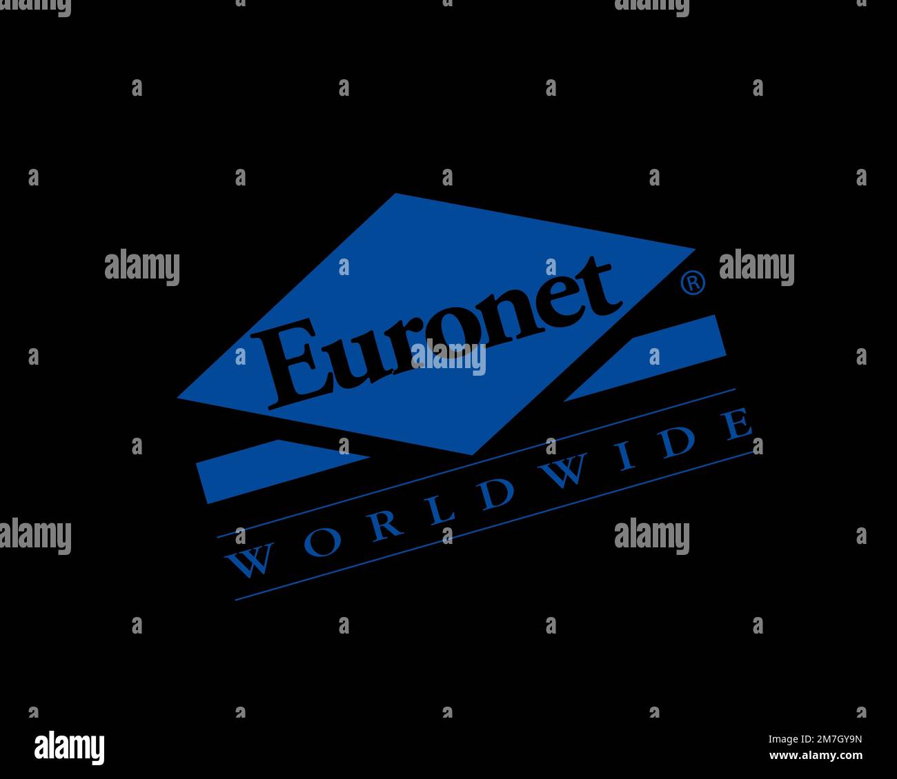Euronet Worldwide, rotated logo, black background Stock Photo - Alamy