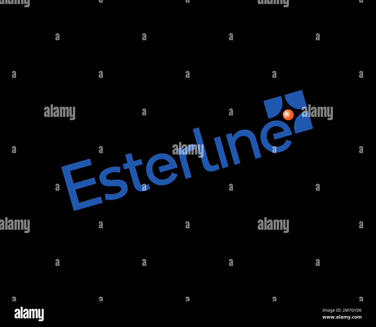 Esterline, rotated logo, black background Stock Photo - Alamy