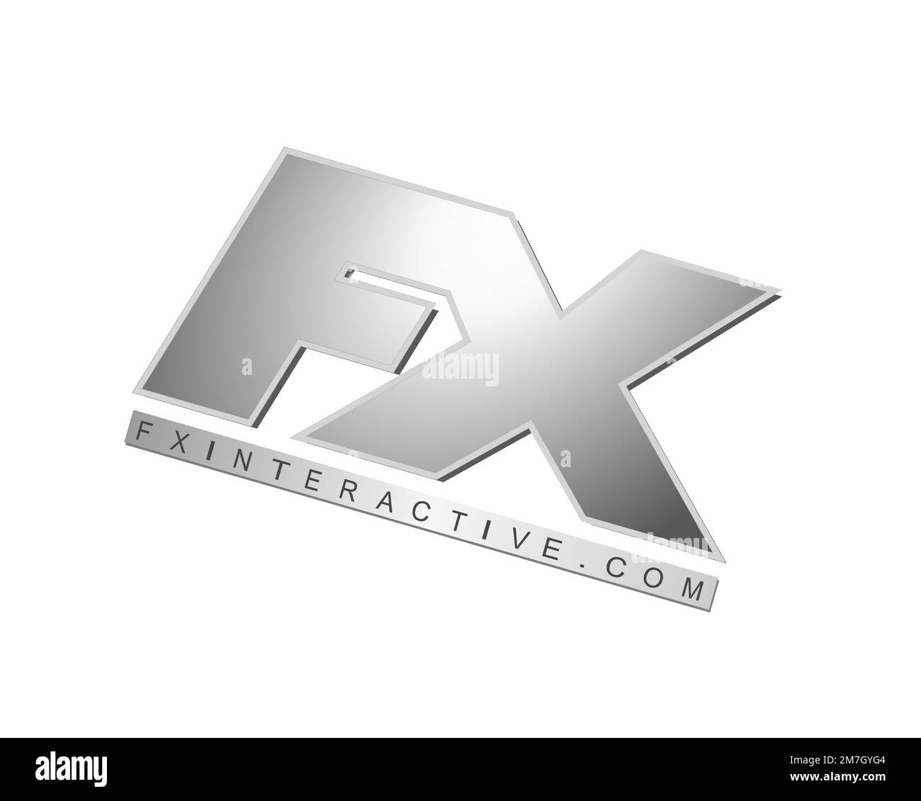FX Interactive, rotated logo, white background B Stock Photo - Alamy