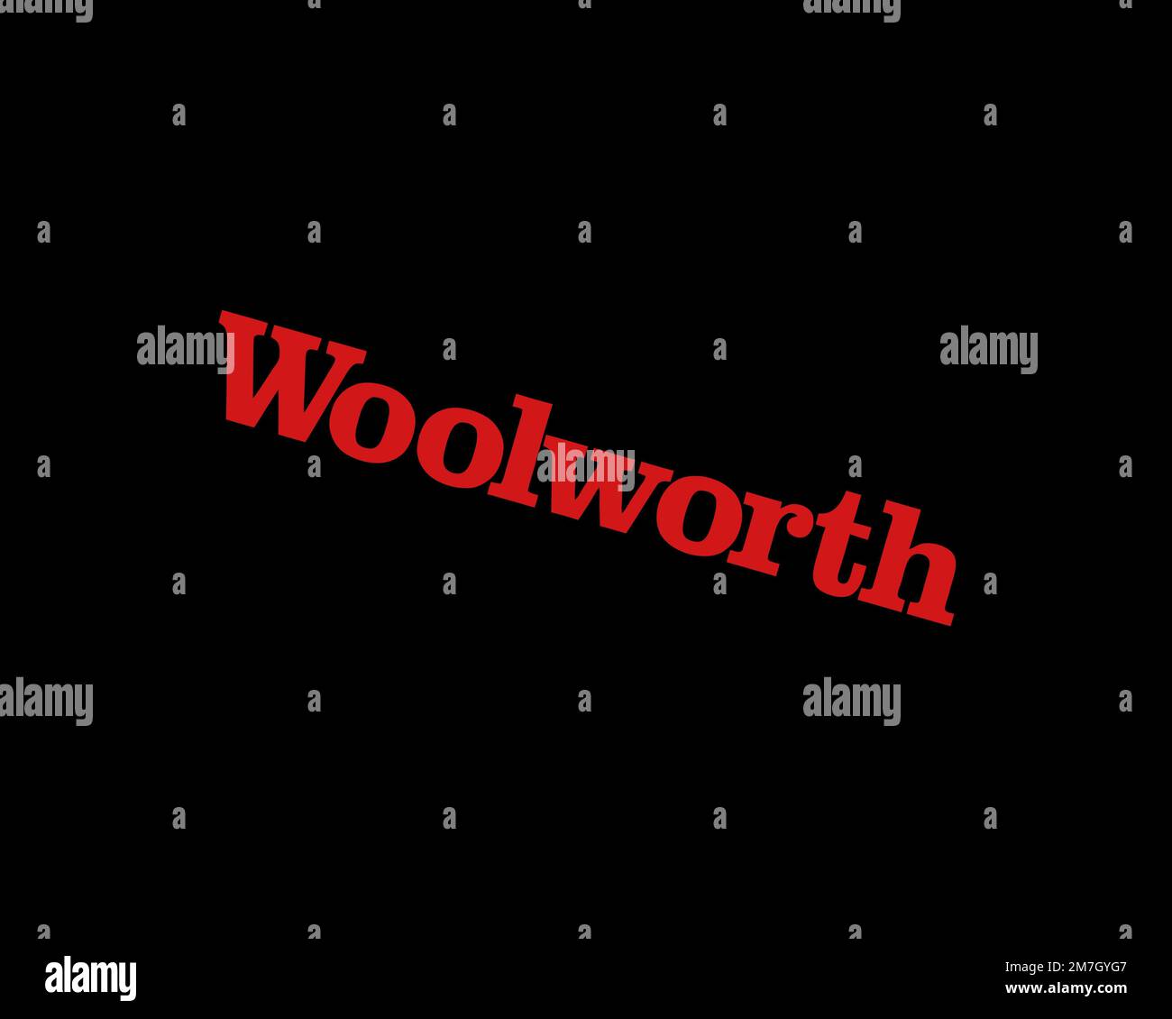 F. W. Woolworth Company, rotated logo, black background B Stock Photo ...