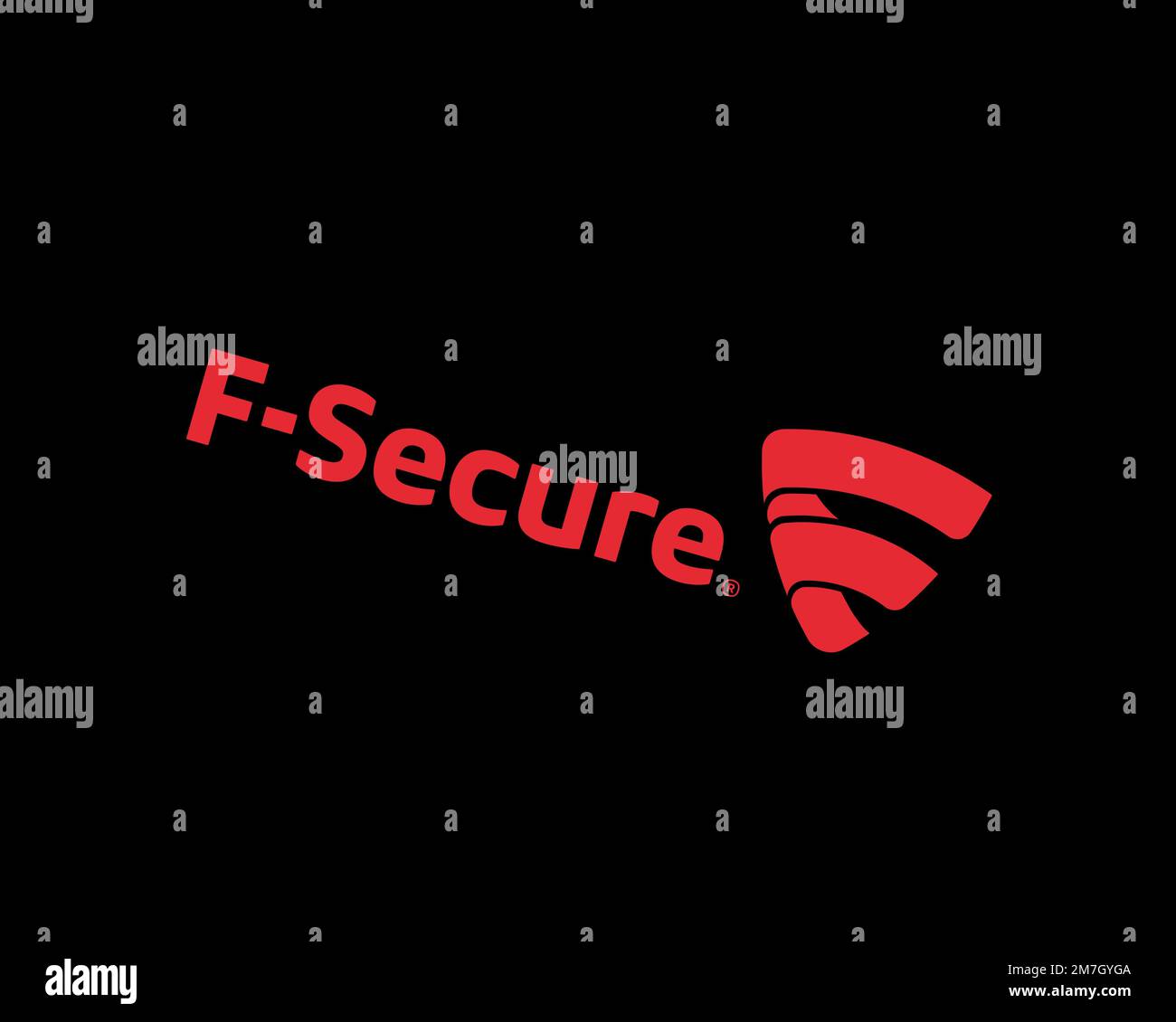 F Secure, rotated logo, black background B Stock Photo - Alamy