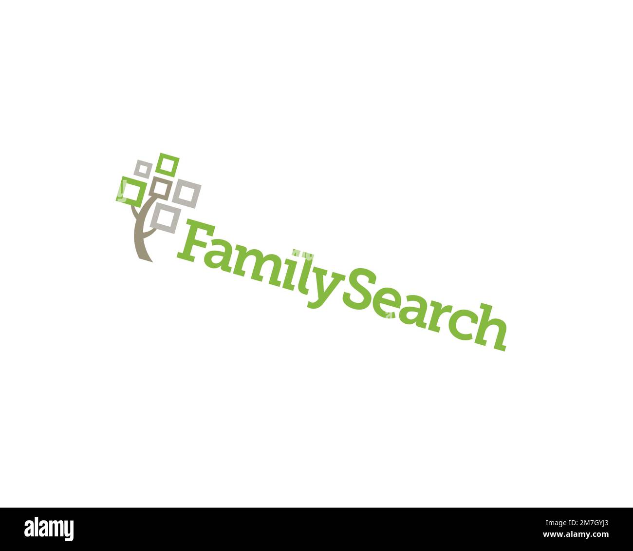 FamilySearch, rotated logo, white background B Stock Photo - Alamy