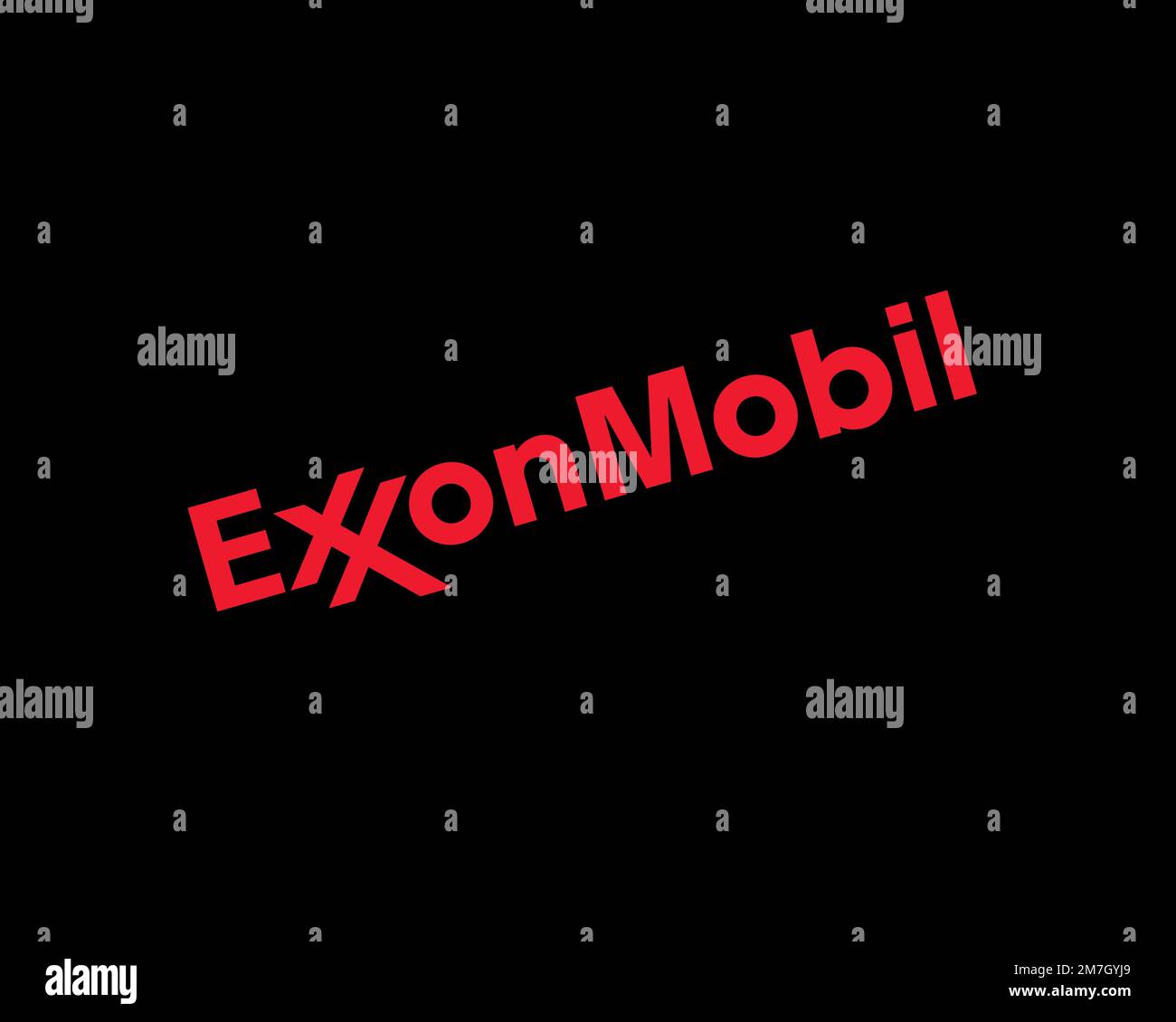 ExxonMobil, rotated logo, black background Stock Photo - Alamy