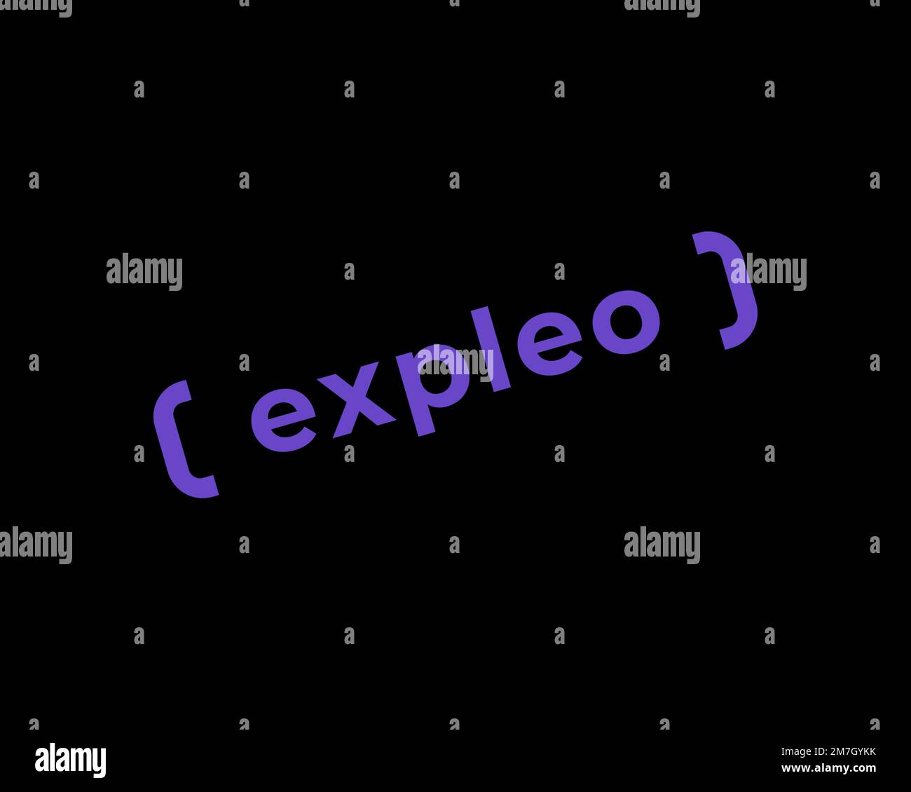 Expleo, rotated logo, black background Stock Photo - Alamy