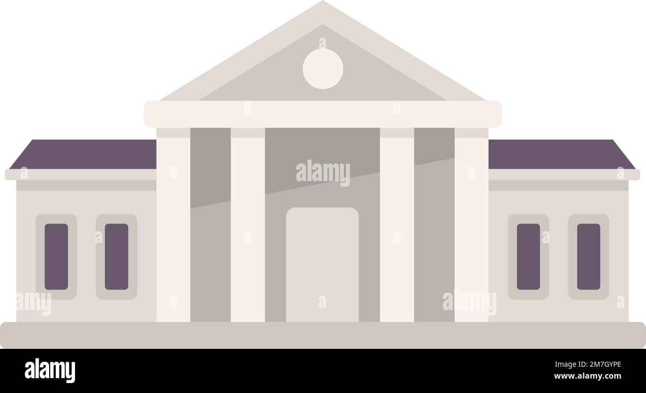 Library building icon flat vector. Campus education. Training outdoor ...