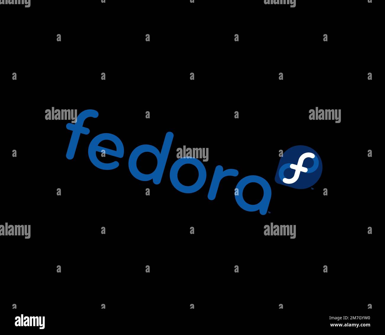 Fedora operating system, rotated logo, black background B Stock Photo ...