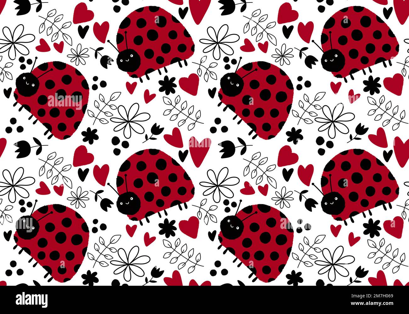 Cartoon animals seamless beetle ladybug pattern for wrapping paper and ...