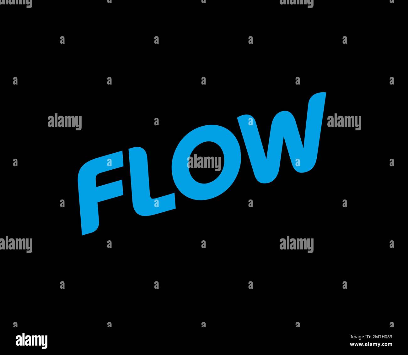 Flow brand, rotated logo, black background Stock Photo - Alamy