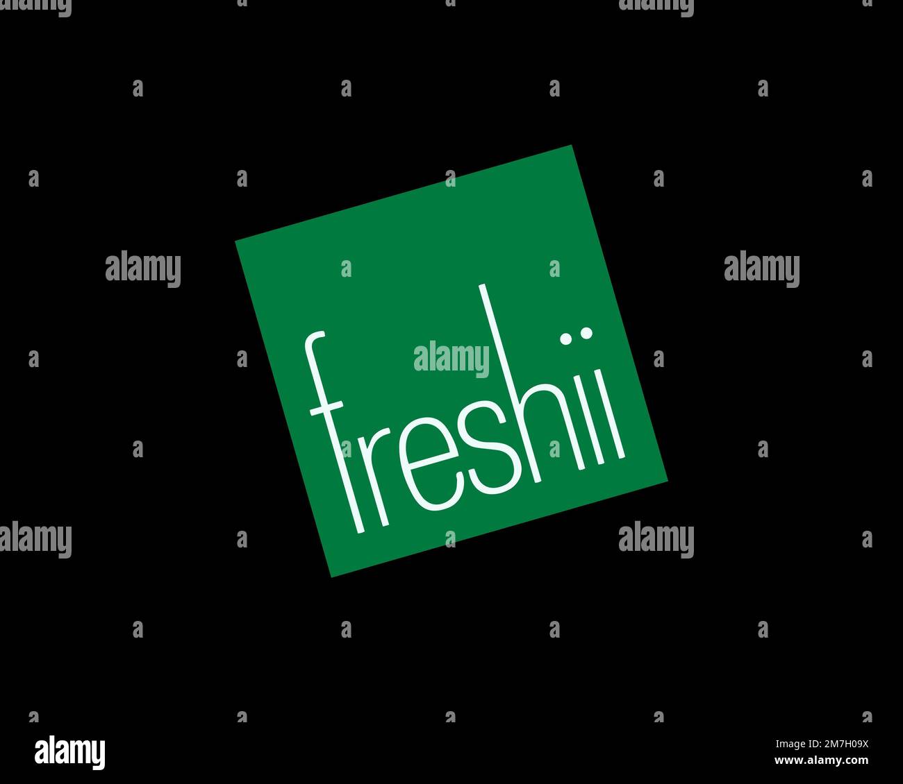 Freshii, rotated logo, black background Stock Photo - Alamy