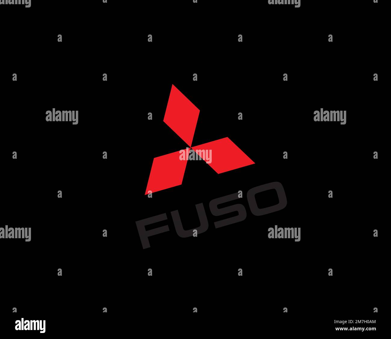 Fuso Trucks America, rotated logo, black background Stock Photo - Alamy