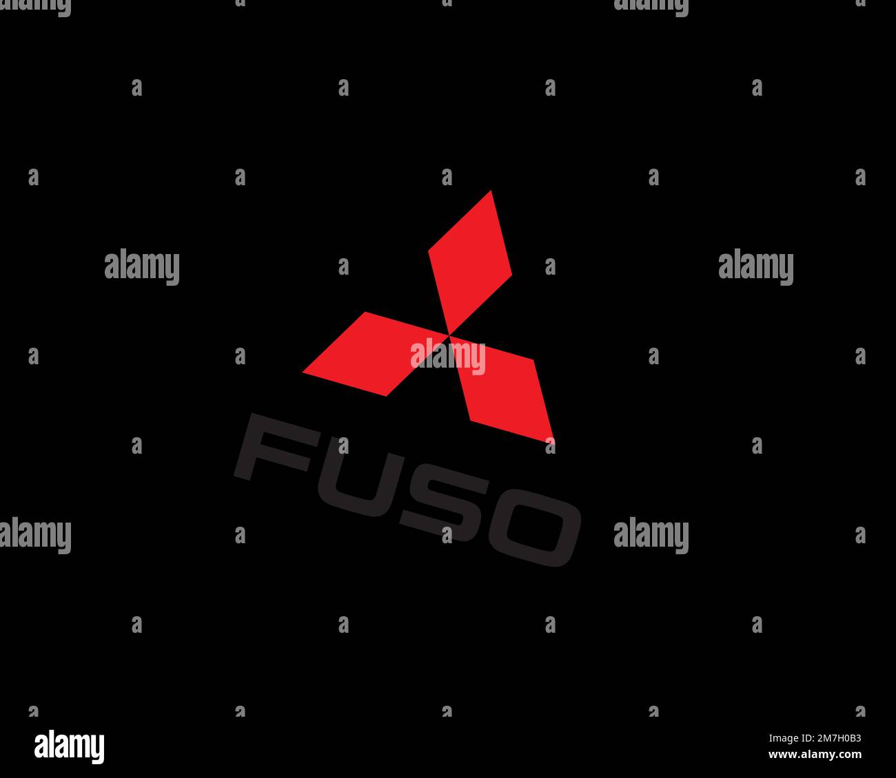 Fuso company, rotated logo, black background B Stock Photo - Alamy