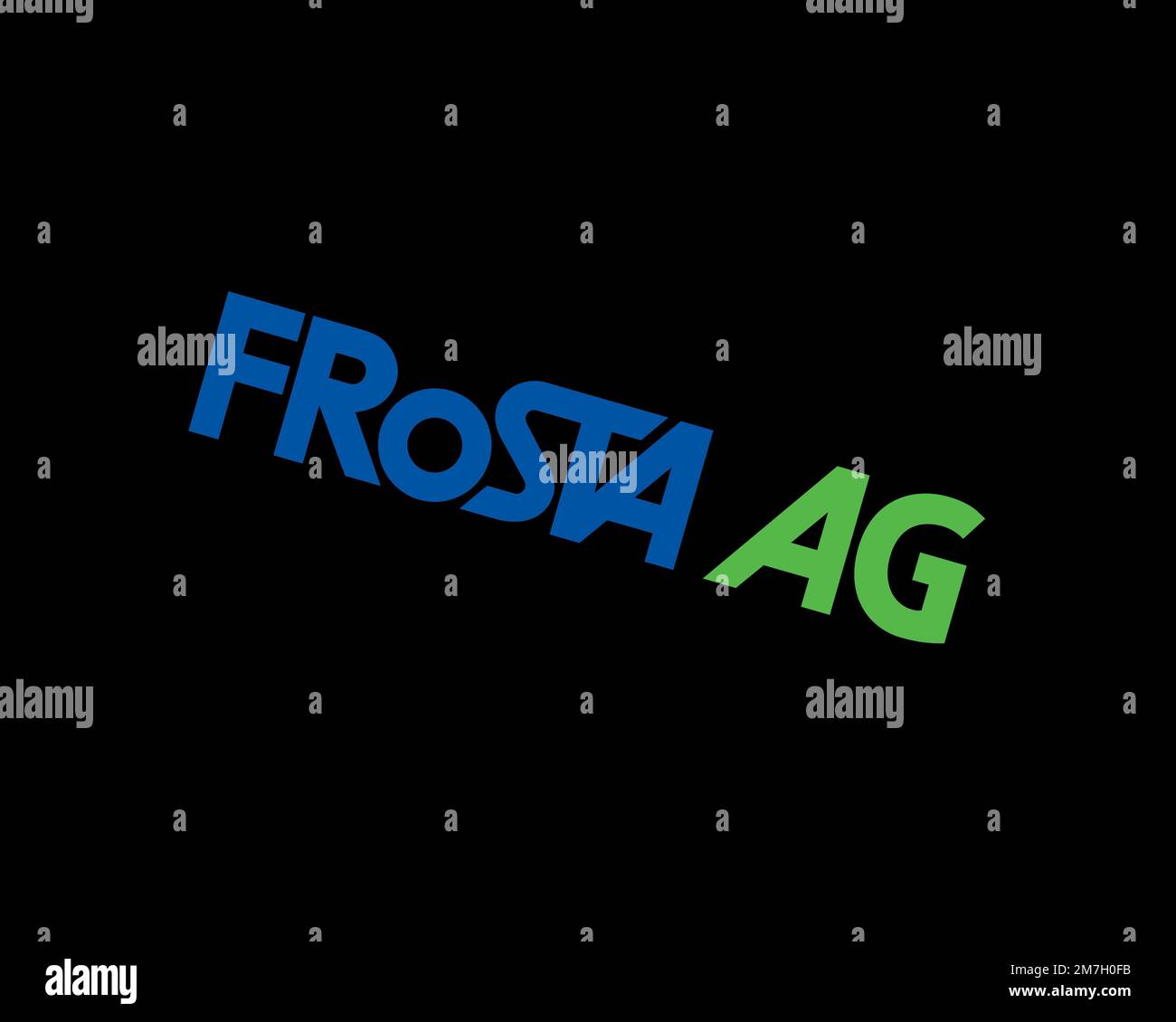 Frosta AG, rotated logo, black background B Stock Photo - Alamy
