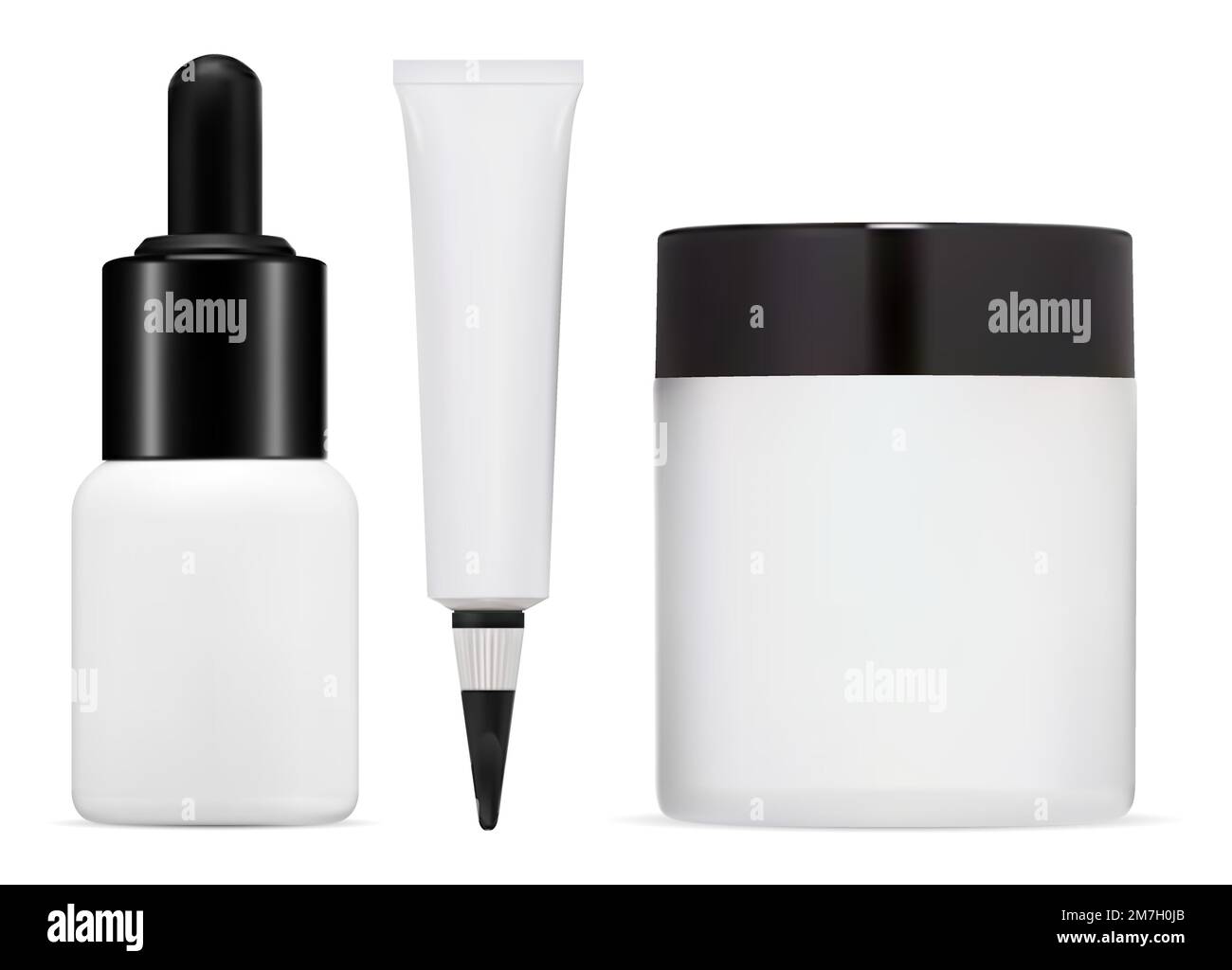 Cream jar and cream tube vector mockup design. Face serum dropper ...