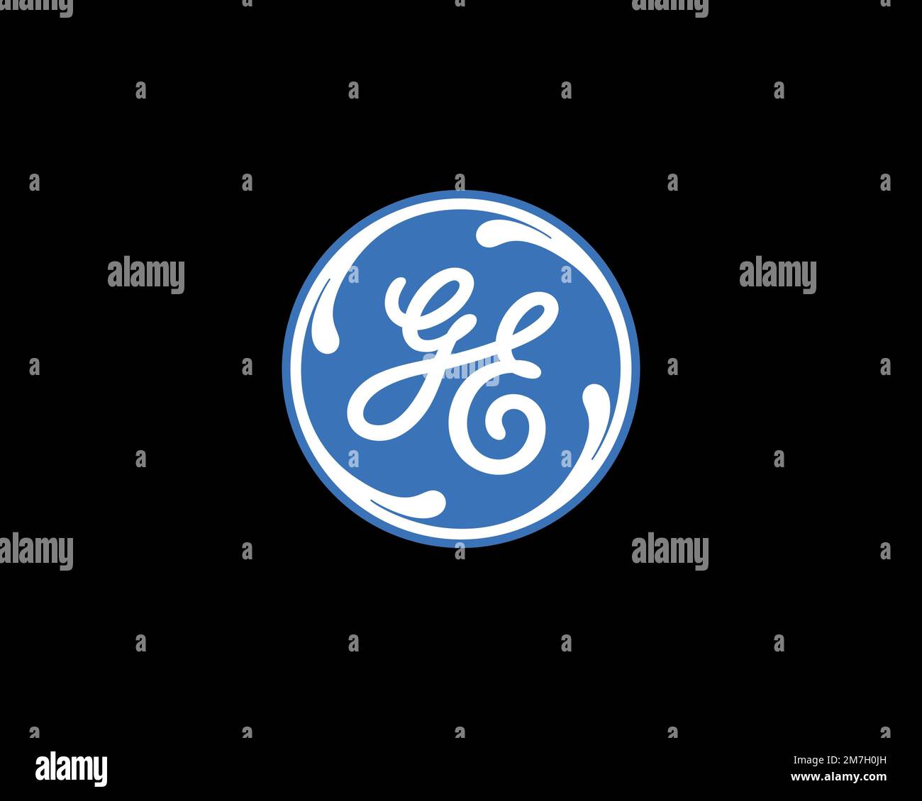 GE Technology Infrastructure, rotated logo, black background B Stock ...