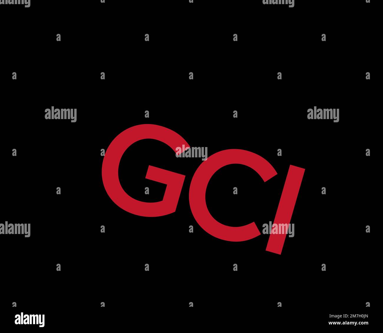 GCI company, rotated logo, black background B Stock Photo - Alamy