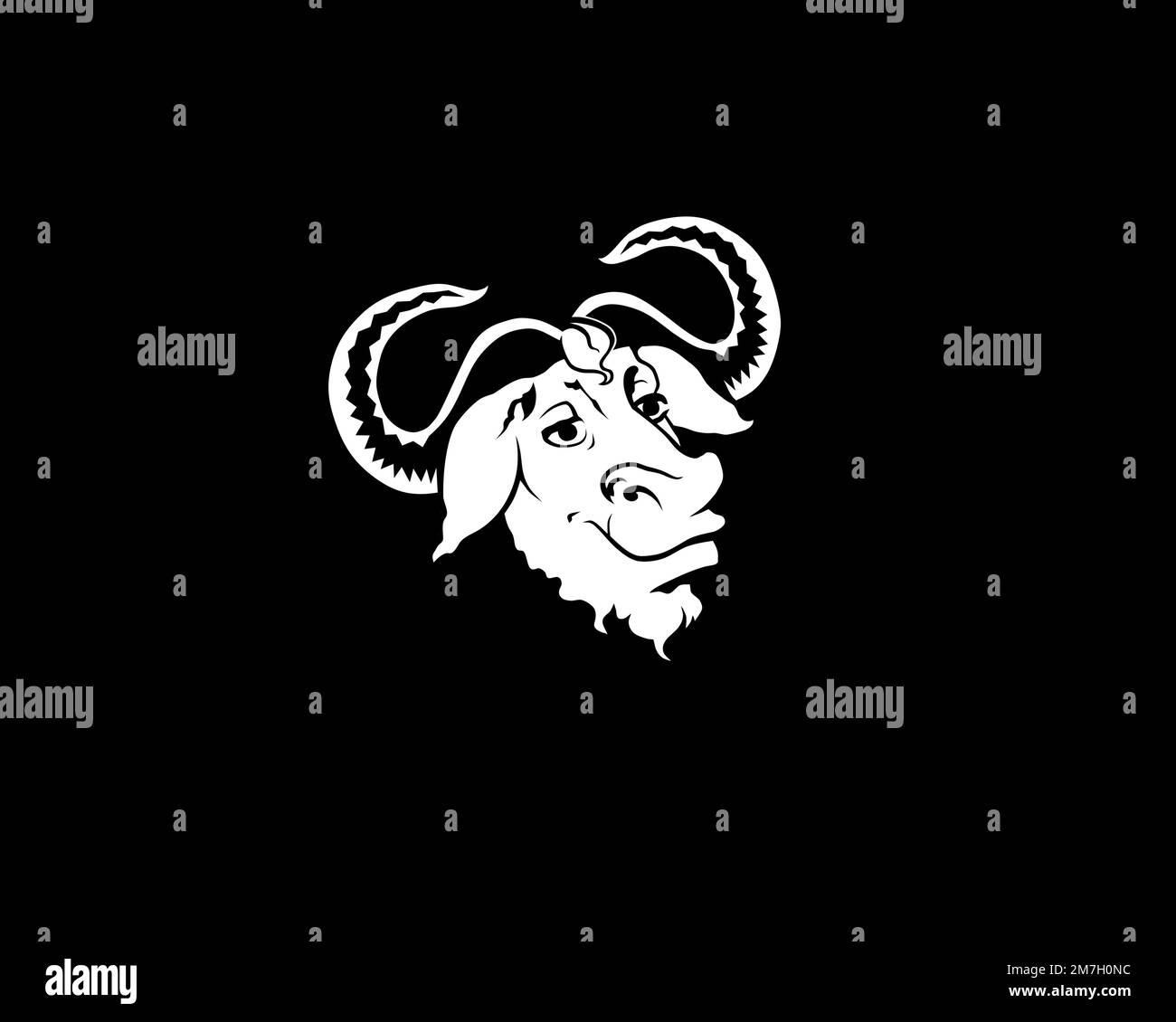 GNU C Library, rotated logo, black background Stock Photo - Alamy