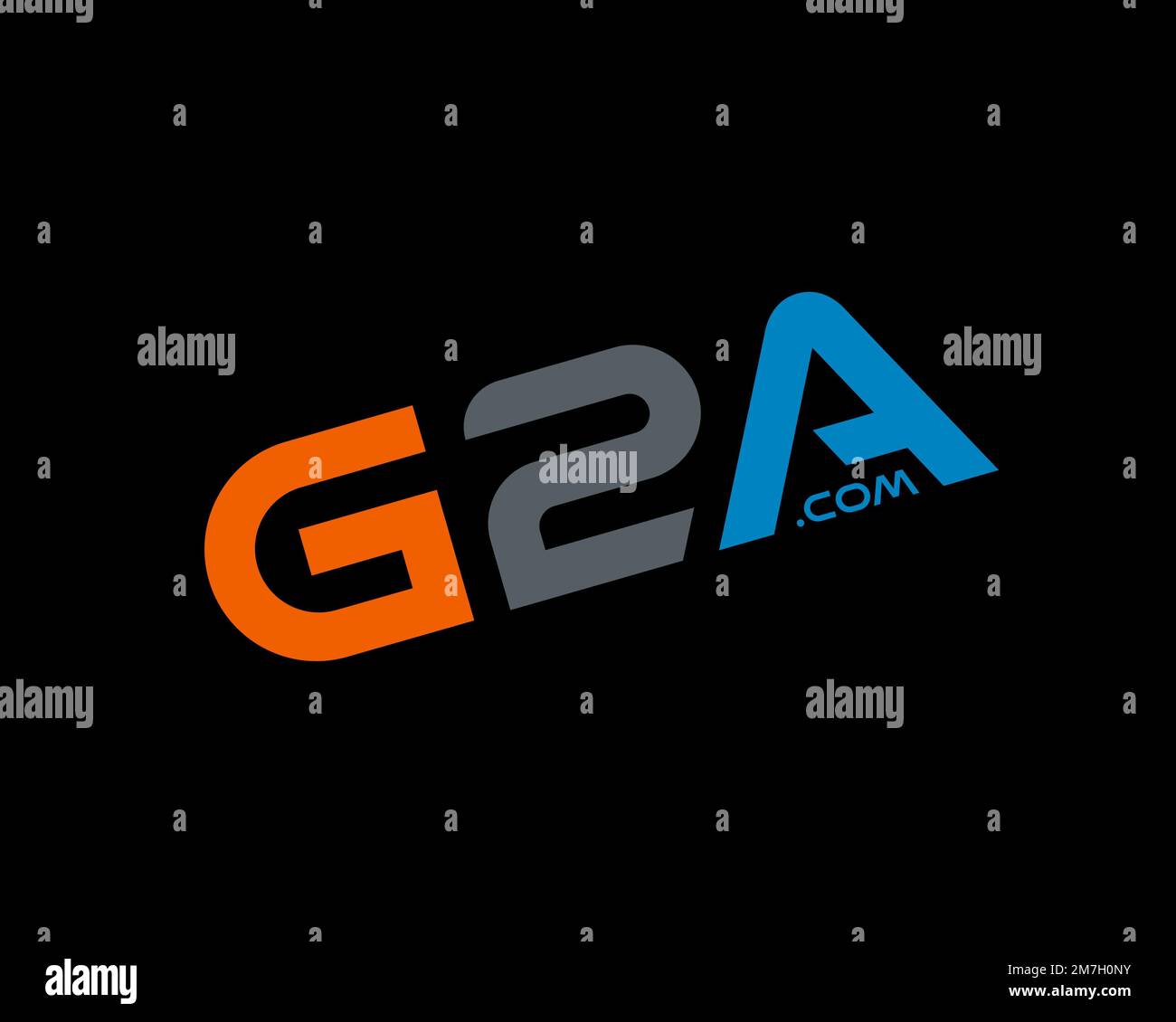 G2A, rotated logo, black background Stock Photo - Alamy