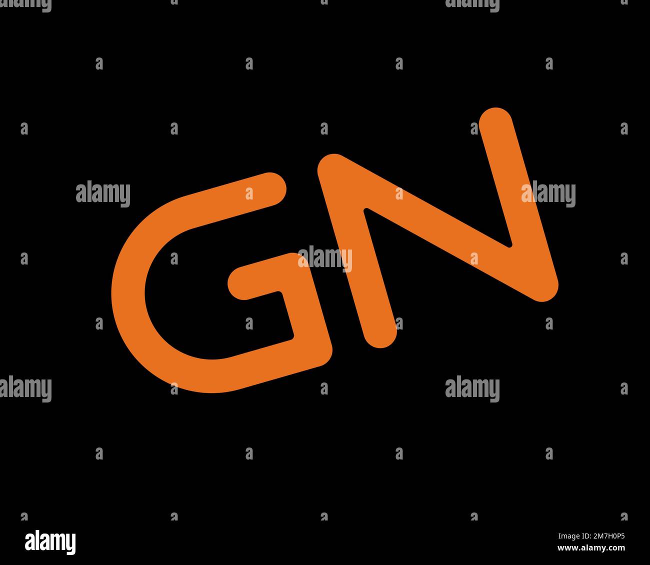 GN Store North, rotated logo, black background Stock Photo - Alamy