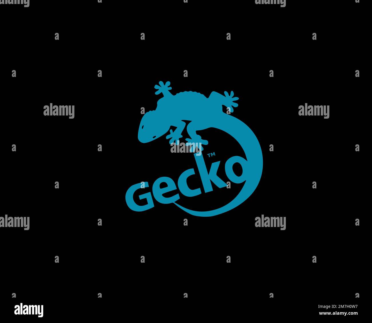 Gecko software, rotated logo, black background Stock Photo - Alamy