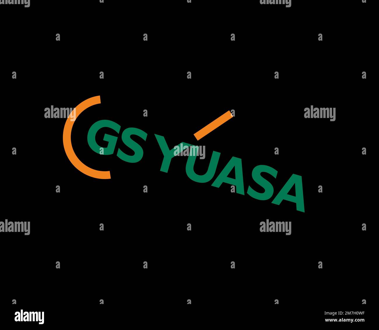 GS Yuasa, rotated logo, black background B Stock Photo - Alamy
