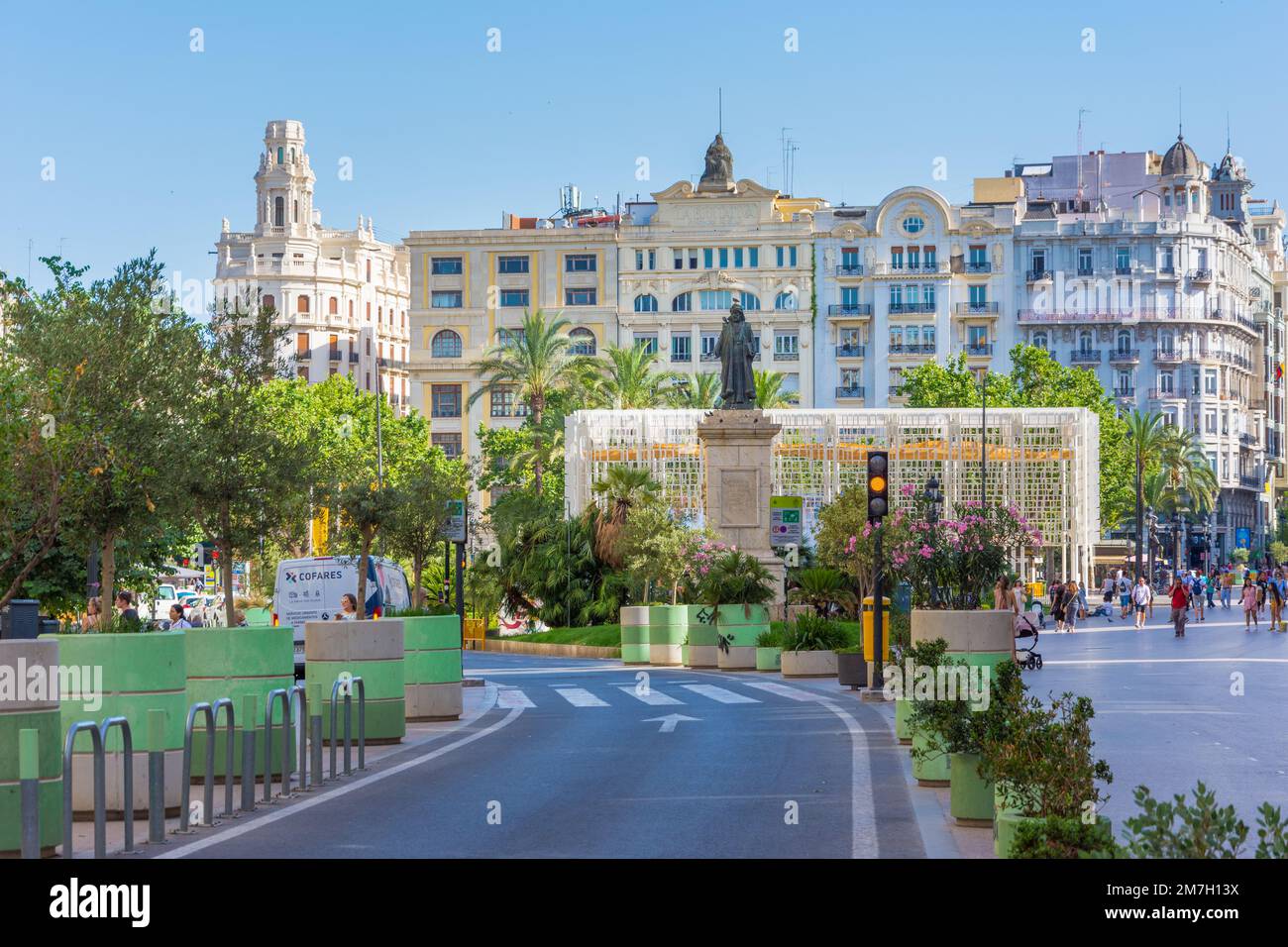 Streets, squares and historical buildings in the old city of Valencia ...