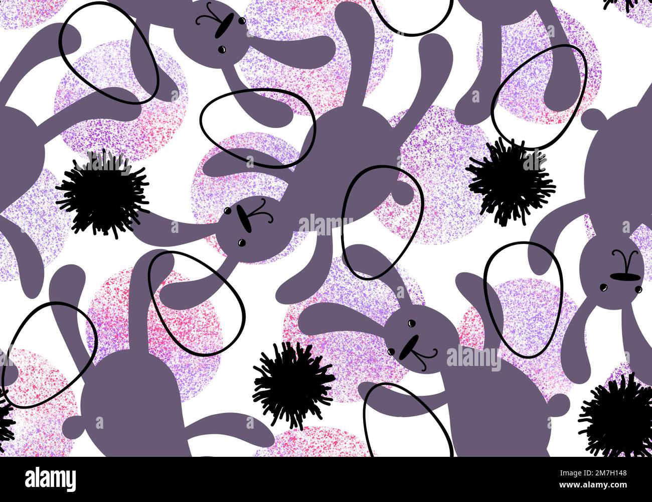 Cartoon animals seamless Easter eggs and rabbit bunnies pattern for ...