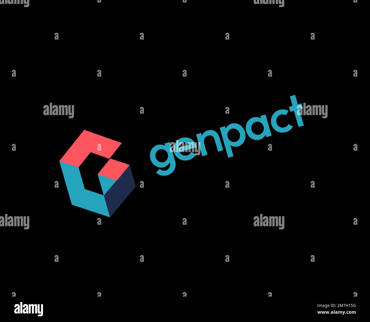 Genpact, rotated logo, black background Stock Photo - Alamy
