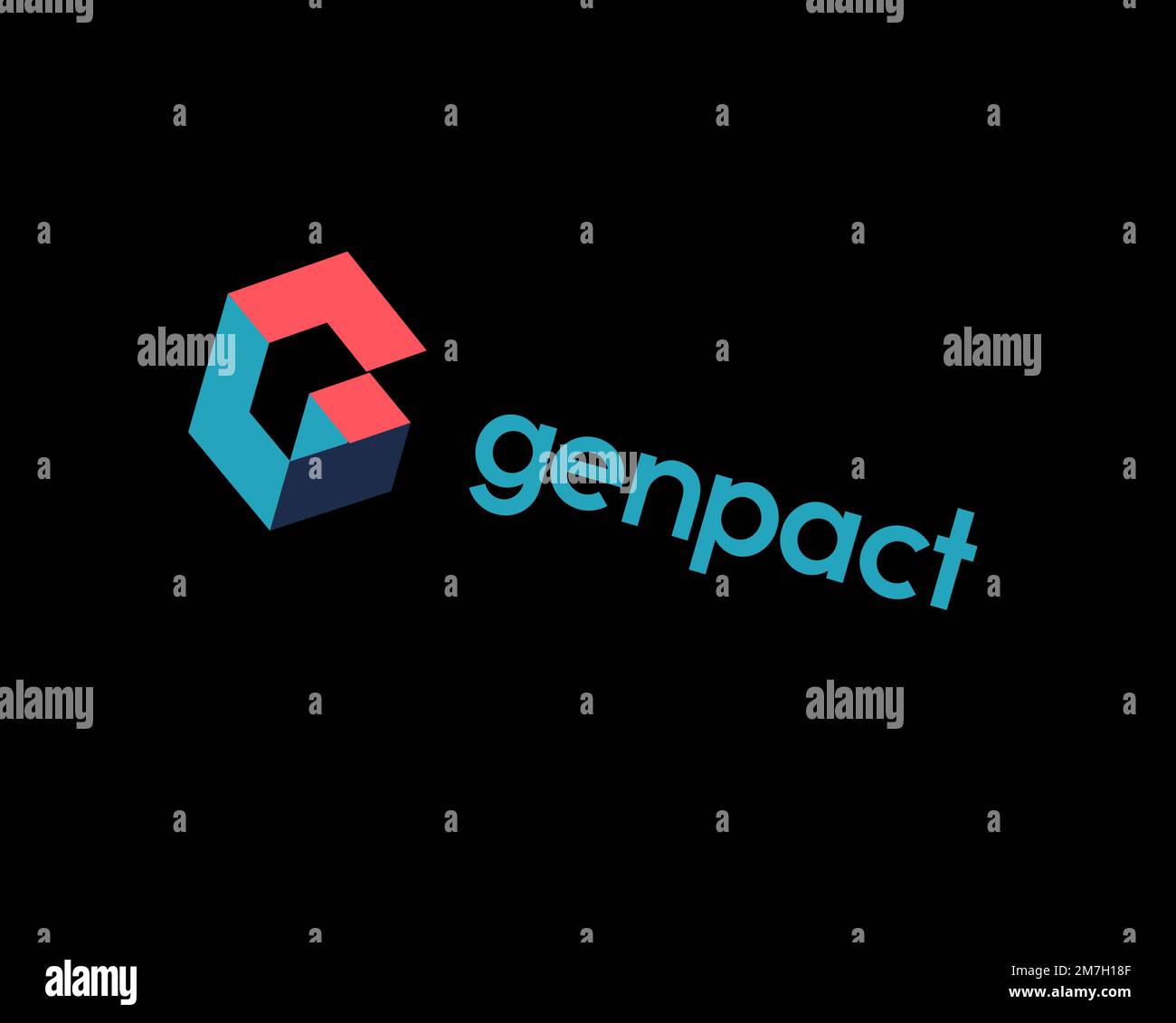 Genpact, rotated logo, black background B Stock Photo - Alamy