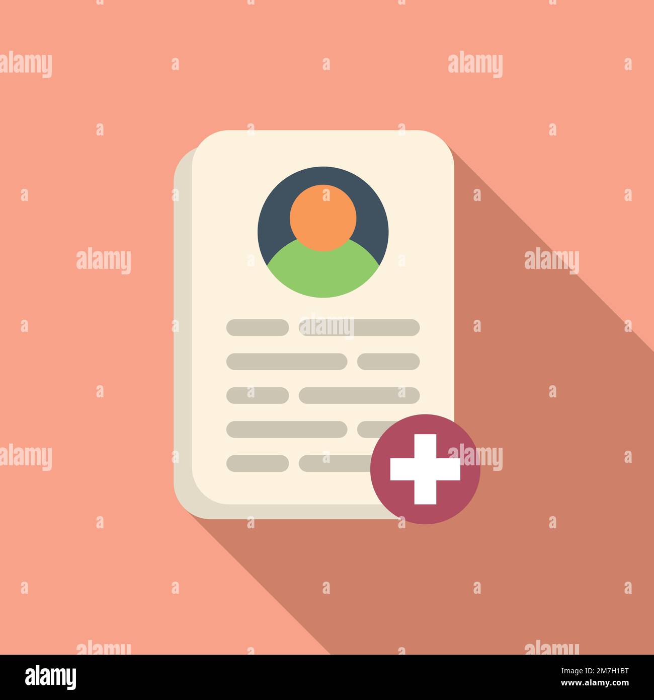 Patient medical card icon flat vector. Doctor record. Report profile ...