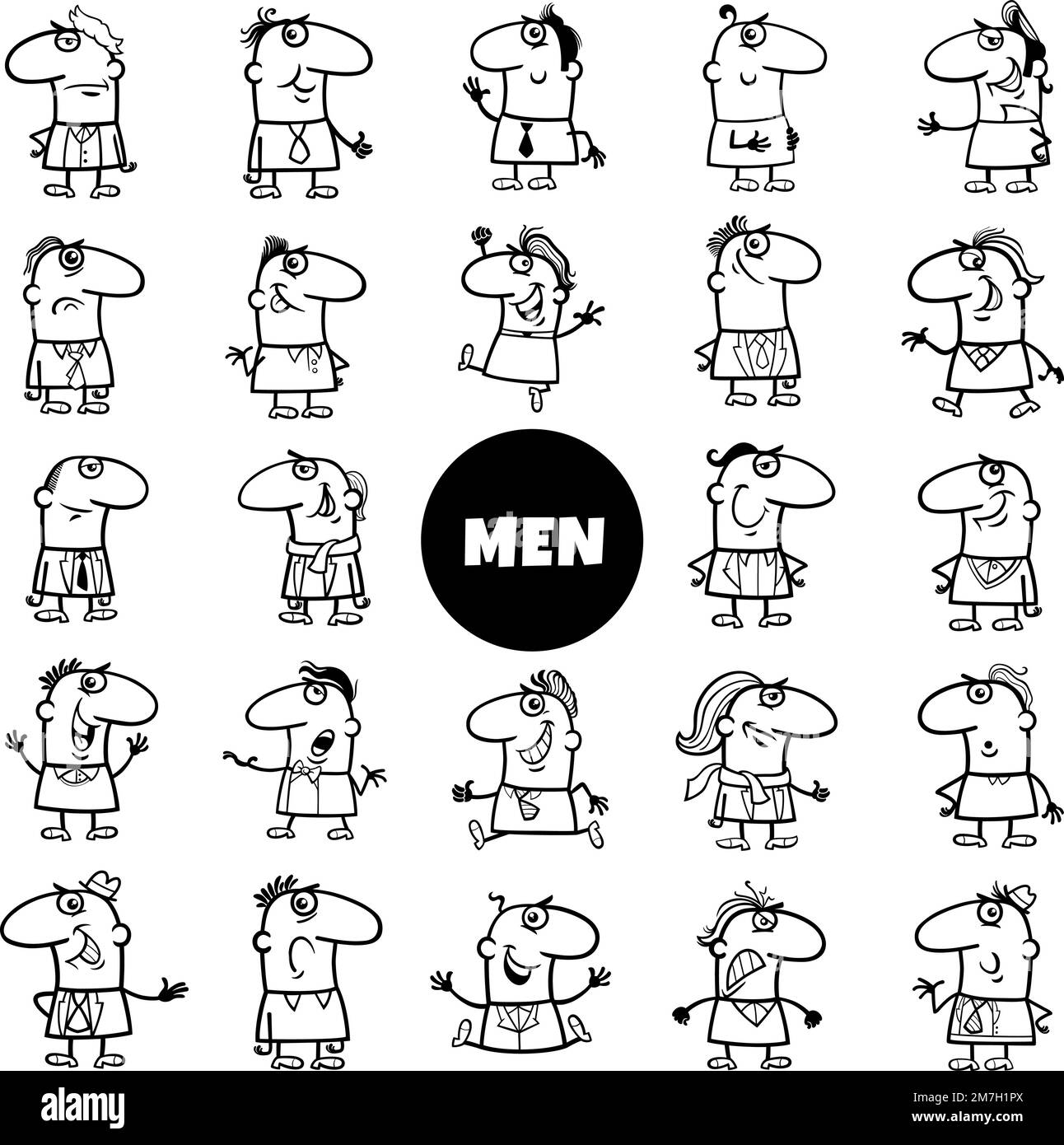 Cartoon illustration of men comic characters big set Stock Vector Image ...