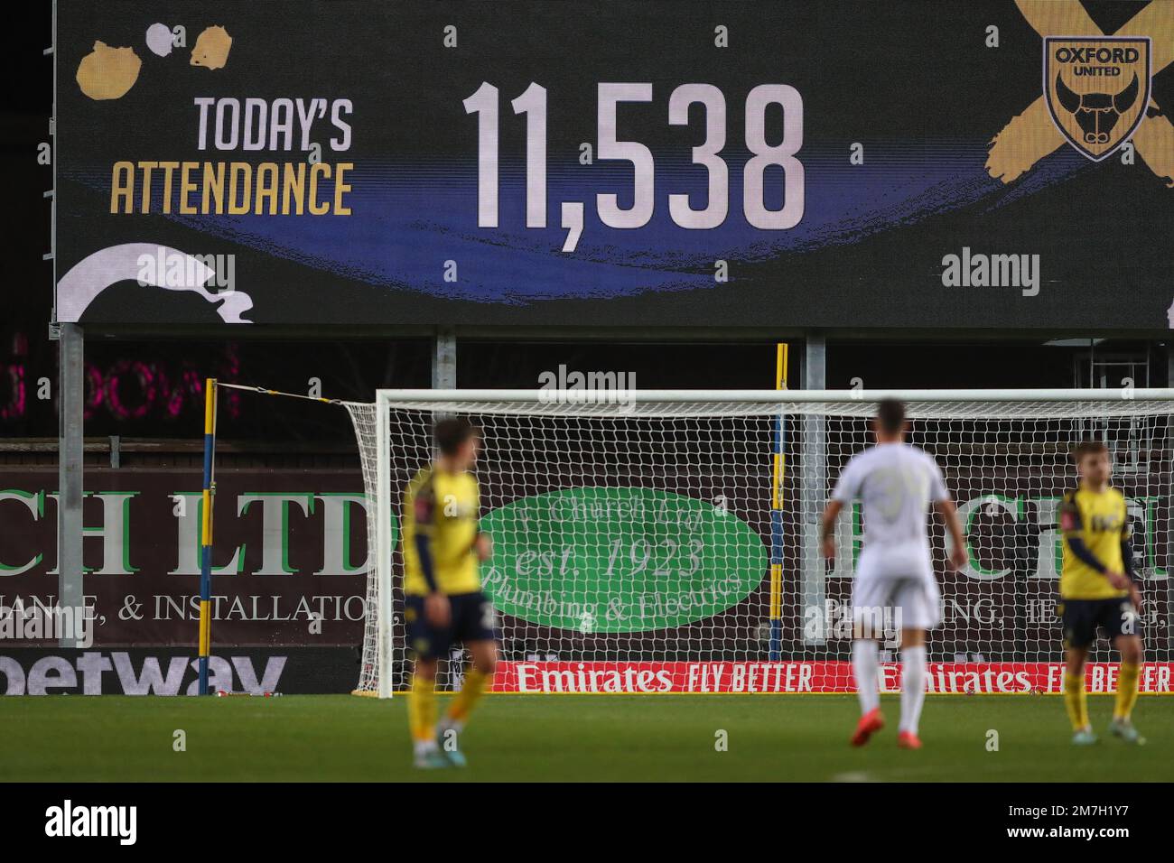 The scoreboard displays the official attendance during the Emirates FA ...