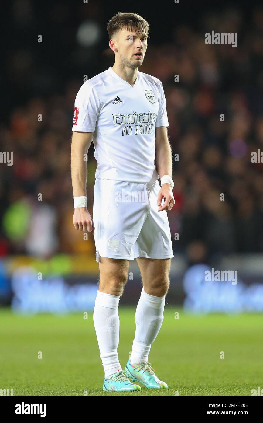 Kieran Tierney #3 of Arsenal during the Emirates FA Cup Third Round ...
