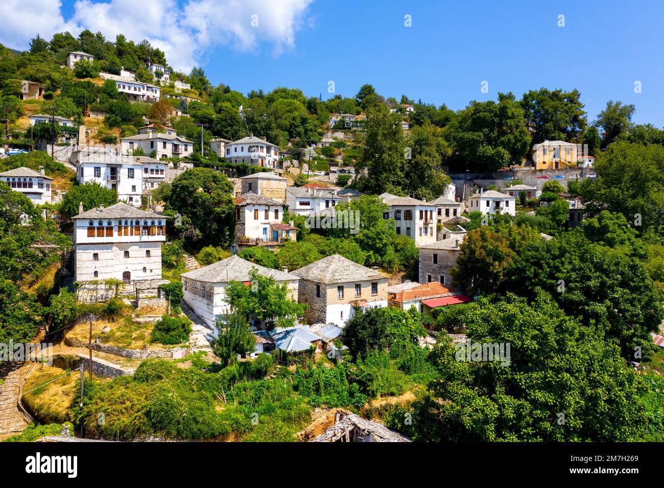 Traditional greek village of Pinakates on Pelion mountain in central ...