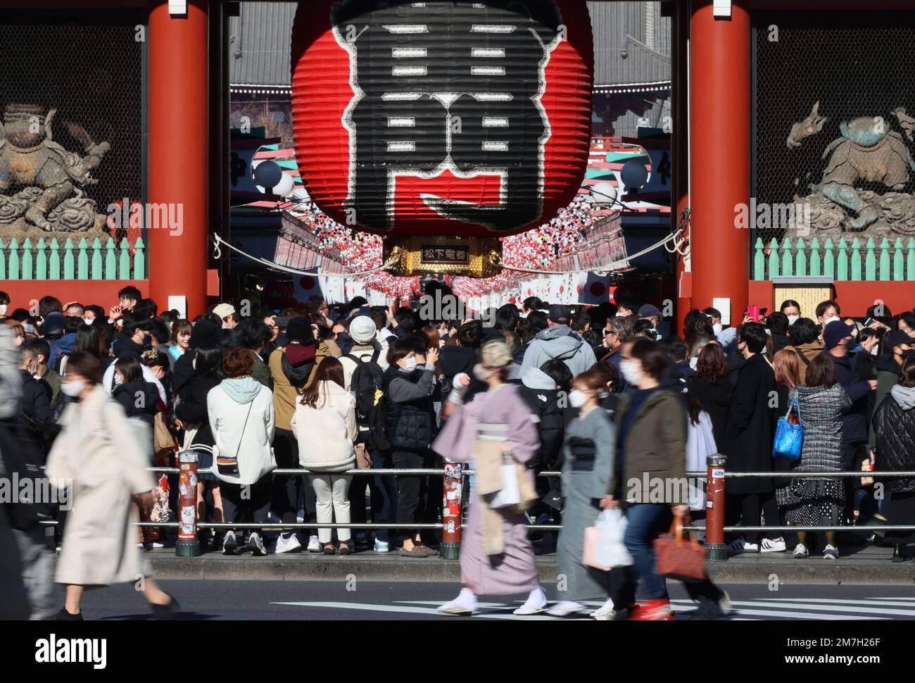 Tokyo, Japan. 9th Jan, 2023. An approach of the Sensoji temple is ...