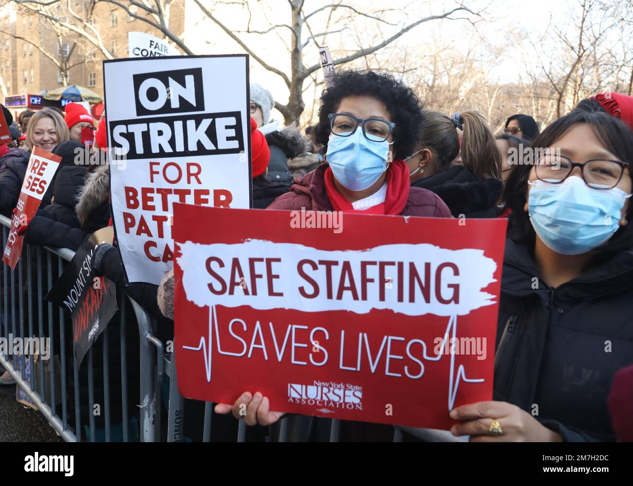 January 9, 2023, New York City, New York, USA: Nurses seen on strike ...
