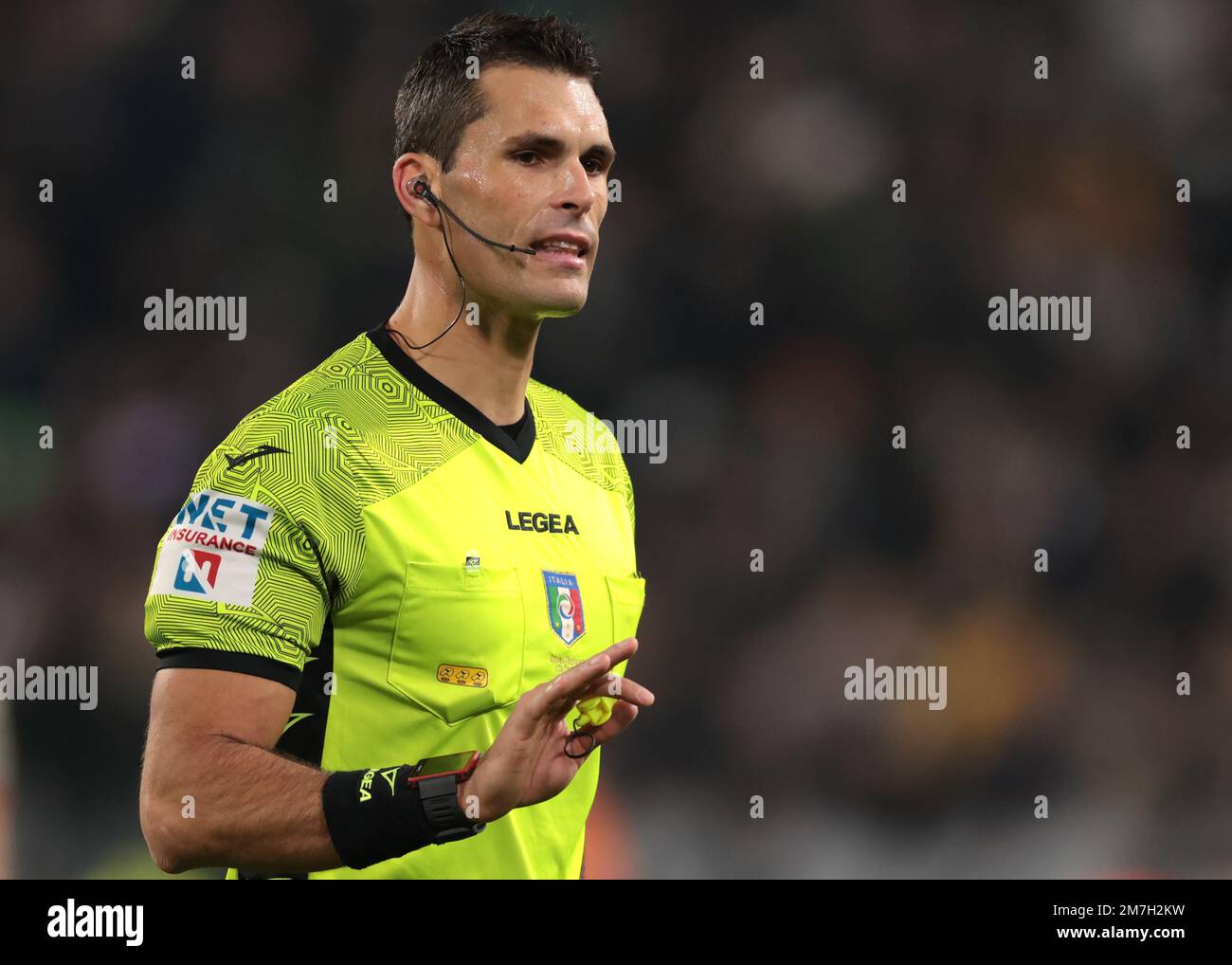 Turin, Italy, 7th January 2023. The referee Matteo Marchetti during the ...