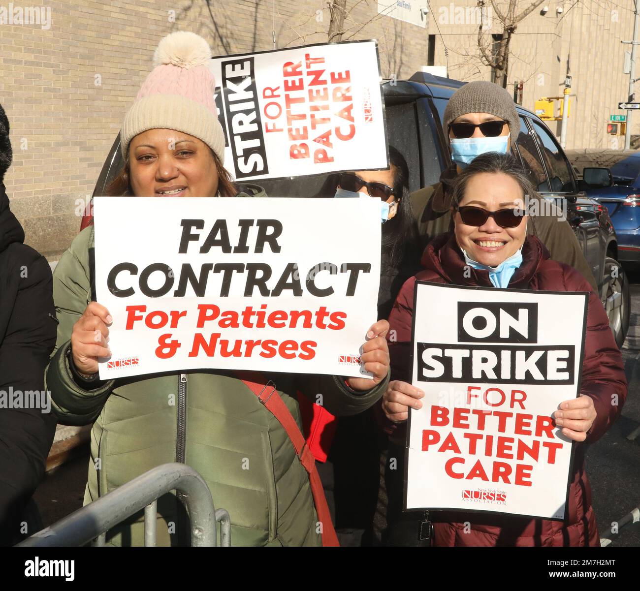 January 9, 2023, New York City, New York, USA: Nurses seen on strike ...