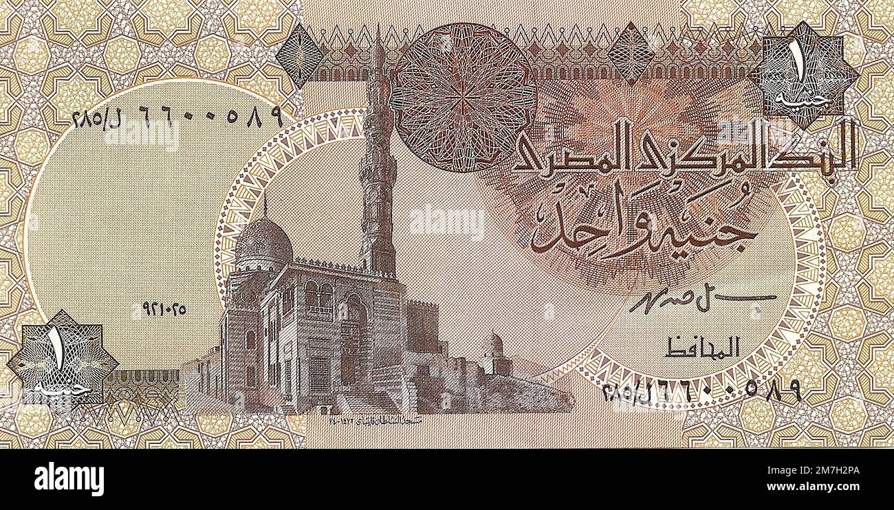 The Egyptian 1 pound note with a mosque printed on it Stock Photo - Alamy
