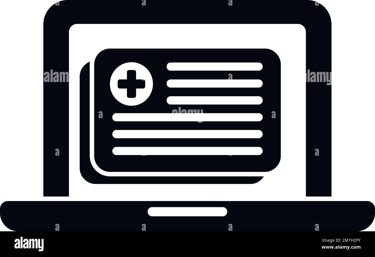 Laptop patient card icon simple vector. Record doctor. Computer ...