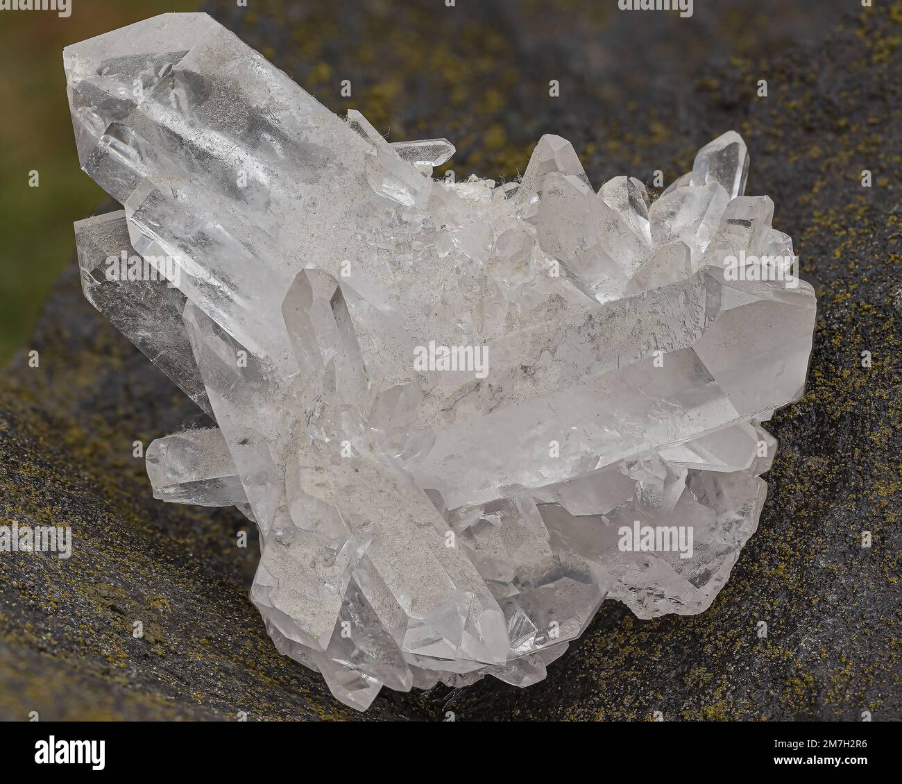 Transparent crystals of rock crystal on stony background Stock Photo ...