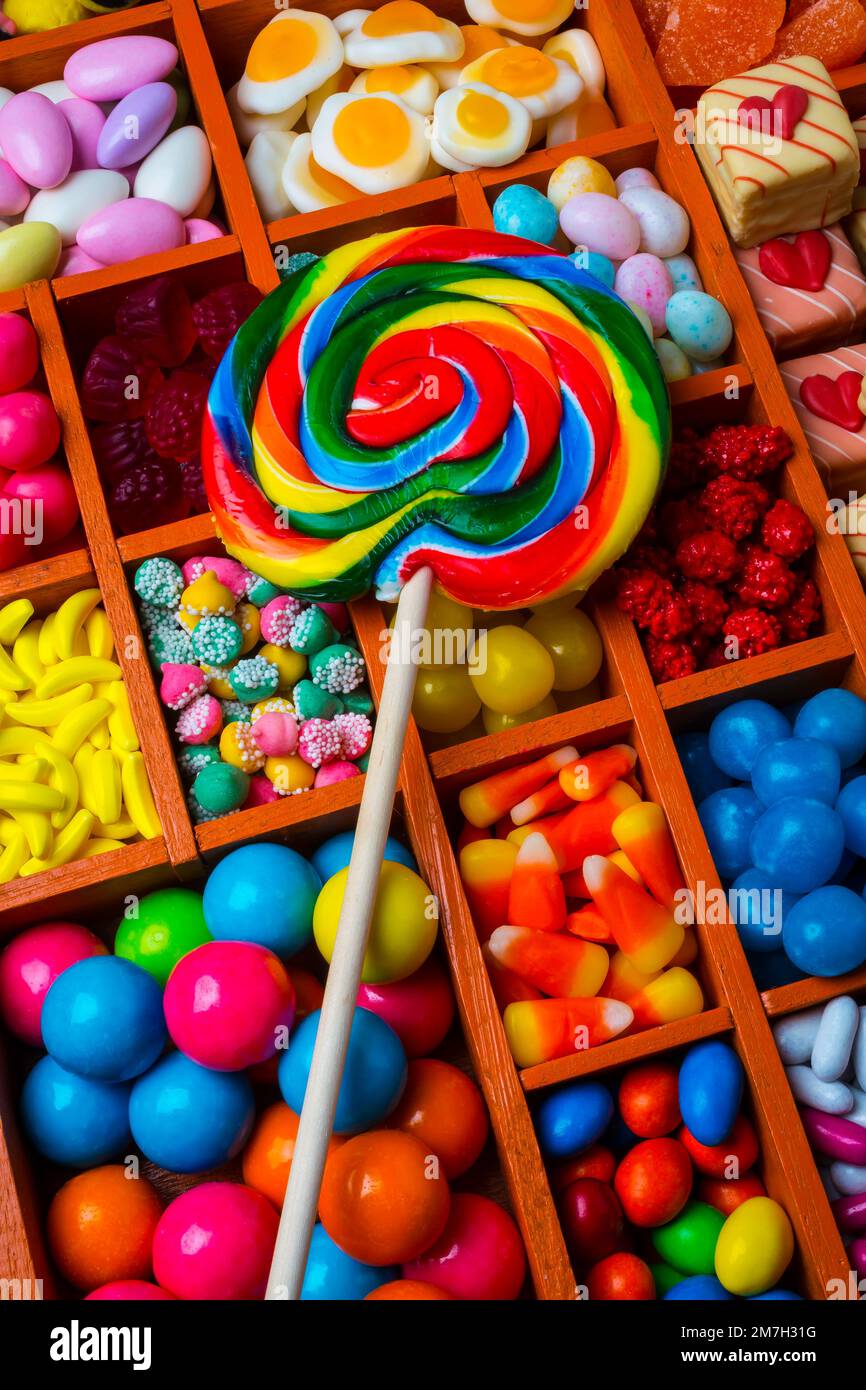 Sucker On Candy Compartments Stock Photo - Alamy