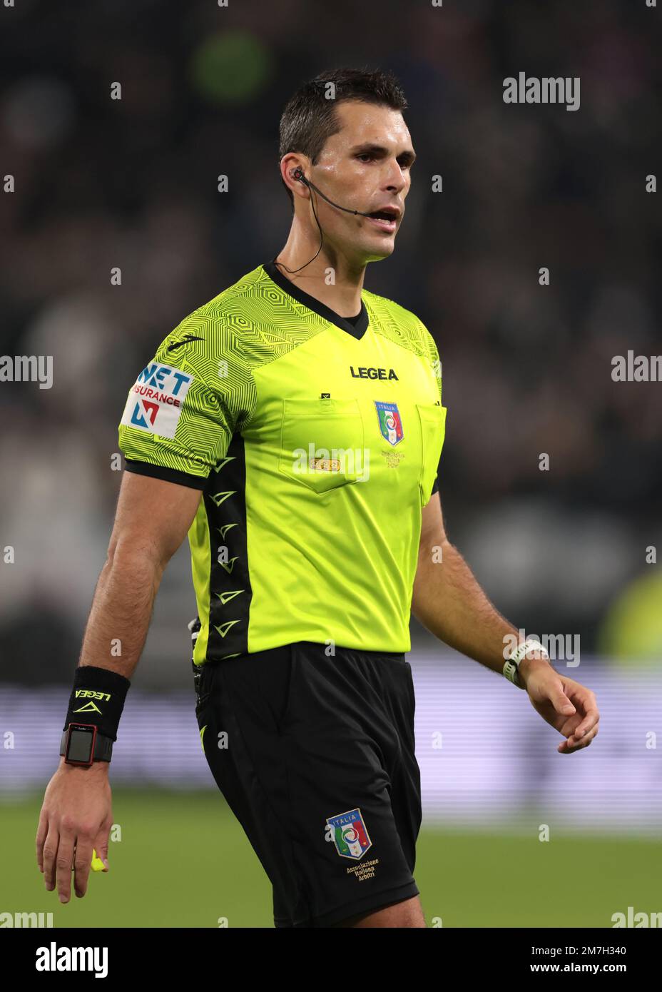 Turin, Italy, 7th January 2023. The referee Matteo Marchetti during the ...
