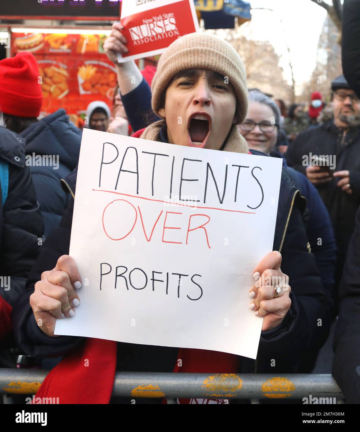 January 9, 2023, New York City, New York, USA: Nurses seen on strike ...